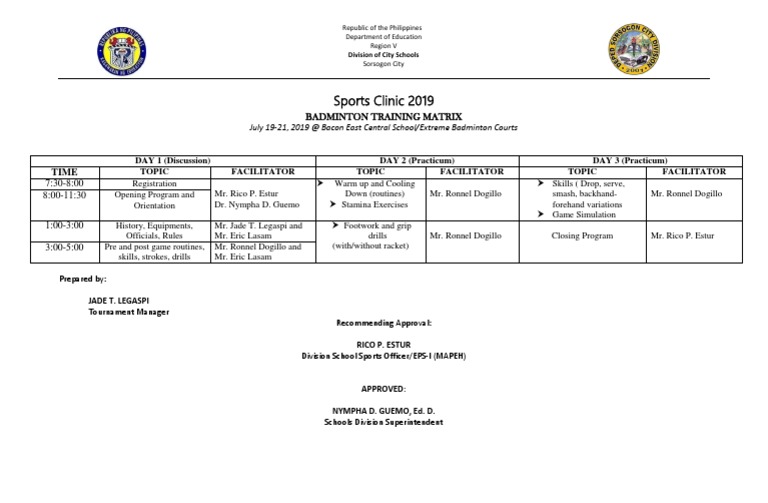 Badminton Matrix | PDF | Ball Games | Games Of Physical Skill