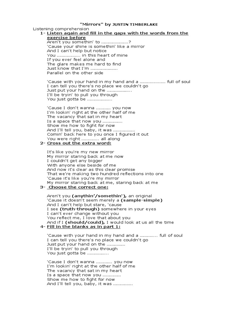 Mirrors Listening Exercise | PDF