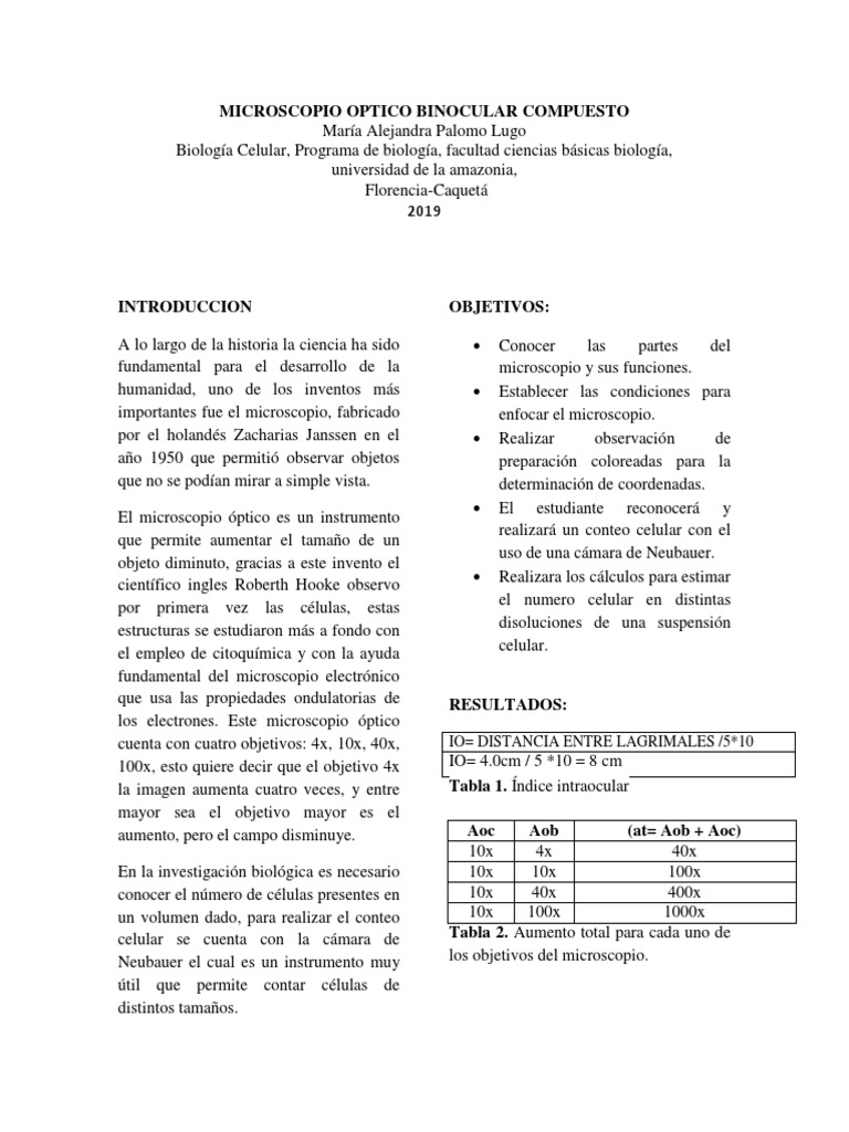 Microscopio Óptico: Funciones y Uso | PDF | Microscopio | Atómico