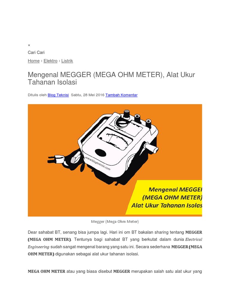 Megger | PDF | Sains & Matematika | Teknologi & Rekayasa