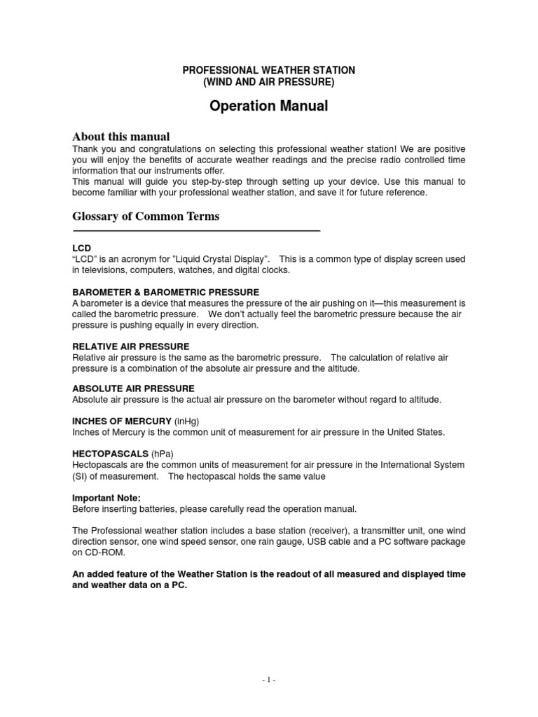 Weather Station (WH2081) - Manual | PDF | Atmospheric Pressure ...
