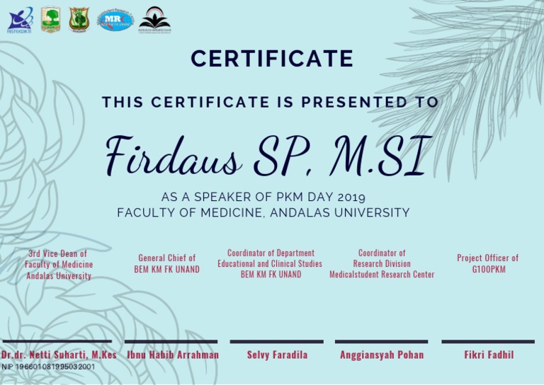 Certificate: Firdaus SP, M.SI | PDF
