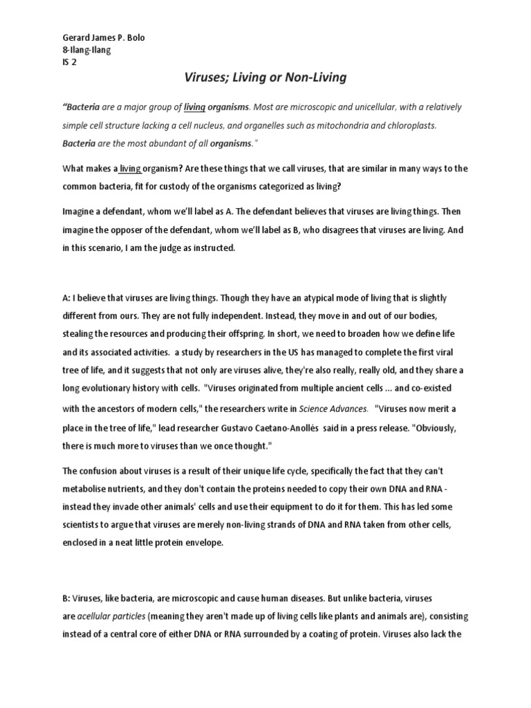 Viruses Living or Non-Living | PDF | Virus | Life