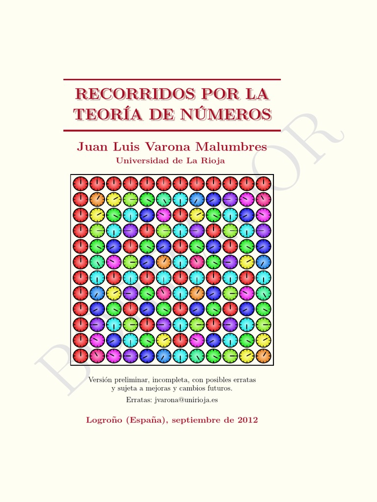 Recorridos Por La Teoría de Números - Juan Varona PDF | PDF | Número ...