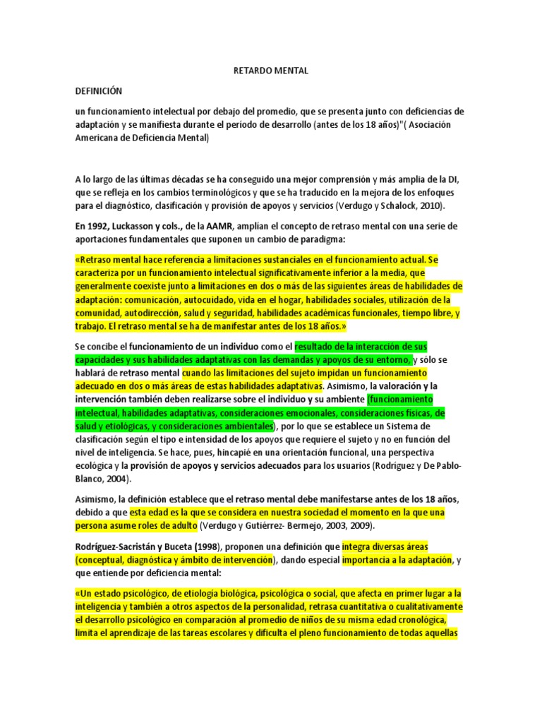 Retardo Mental | PDF | Discapacidad intelectual | Cociente de inteligencia