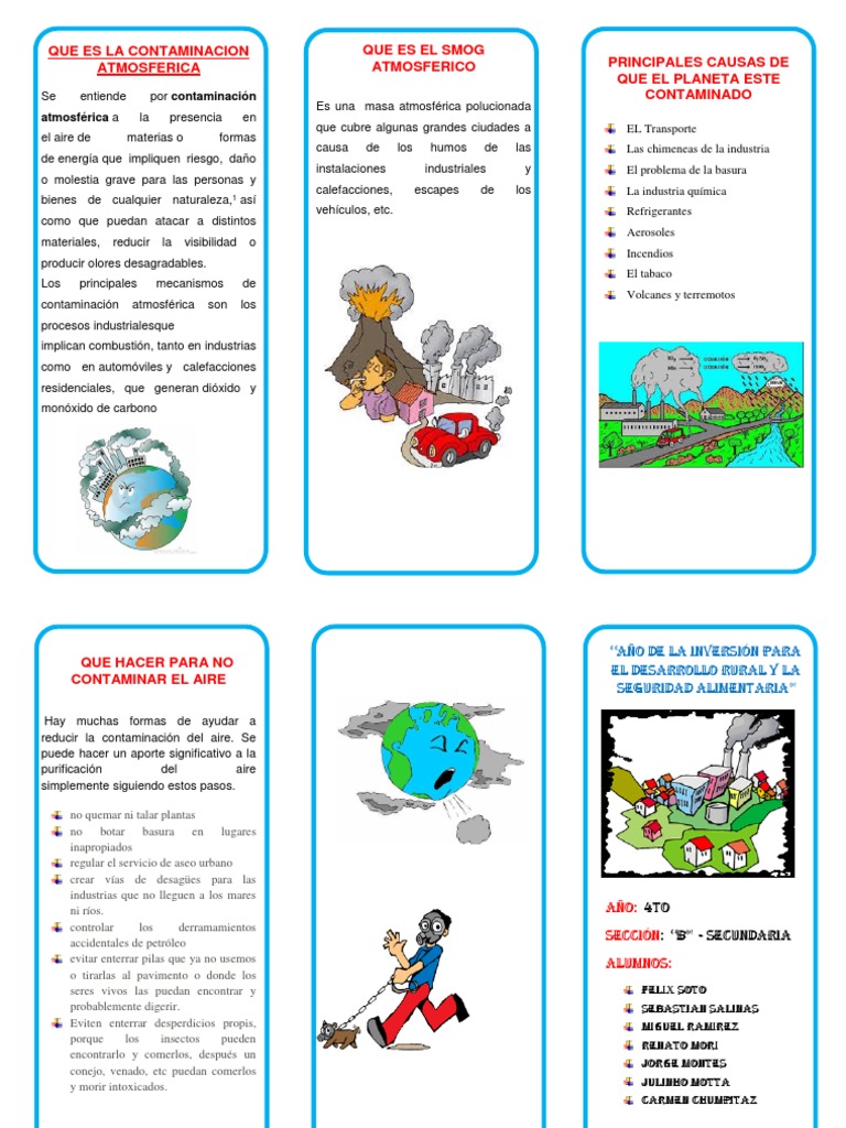 Triptico Contaminacion Atmosferica | PDF | Contaminación | Naturaleza