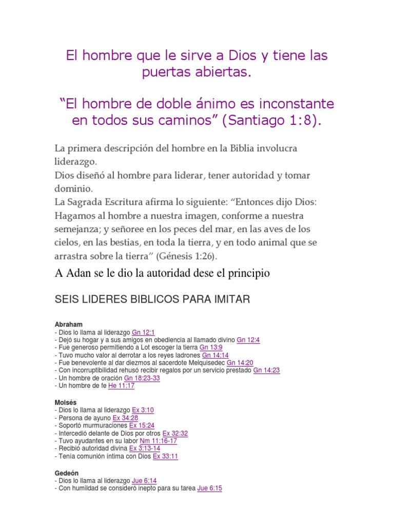 El Hombre de Doble Ánimo Es Inconstante en Todos Sus Caminos | PDF | Fe ...