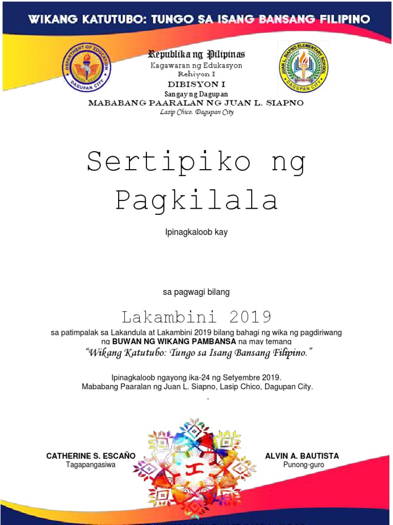 Sertipiko-Buwan NG Wika | PDF