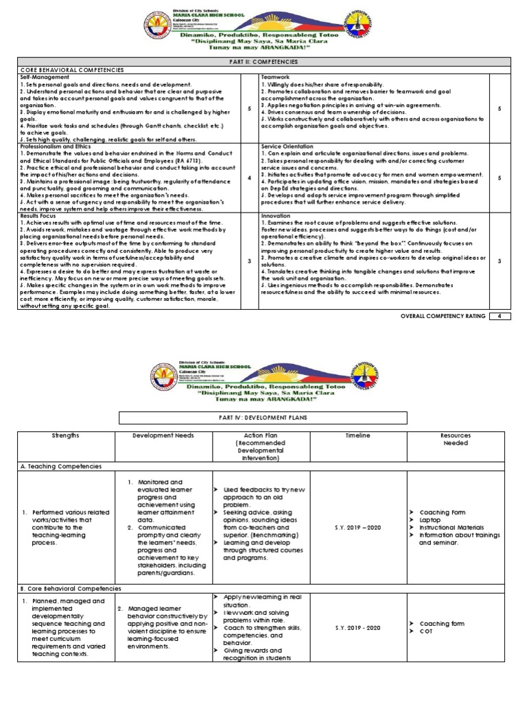 Core Behavioral Competencies Appendix d.3 Part II | PDF | Goal ...