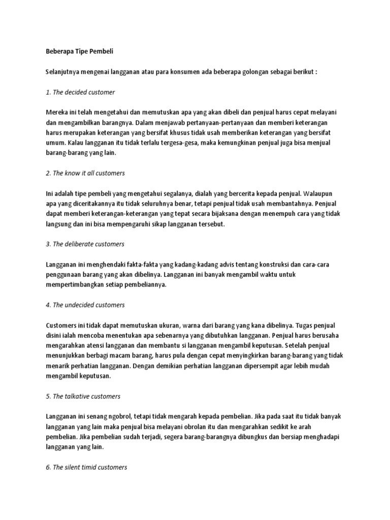 Beberapa Tipe Pembeli | PDF | Hukum