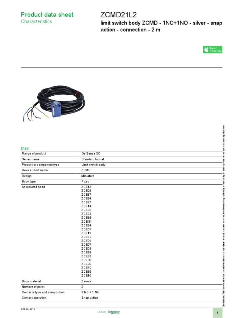 OsiSense XC Standard - ZCMD21L2 | PDF | Insulator (Electricity) | Switch