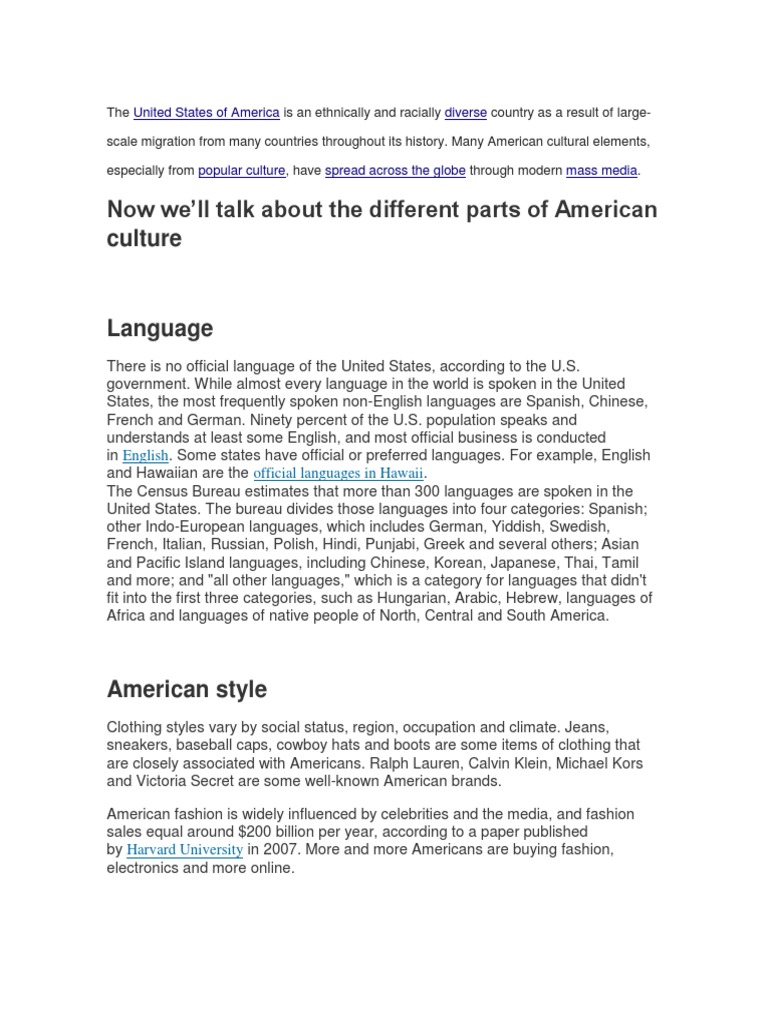 Overview of American Culture and Diversity | PDF