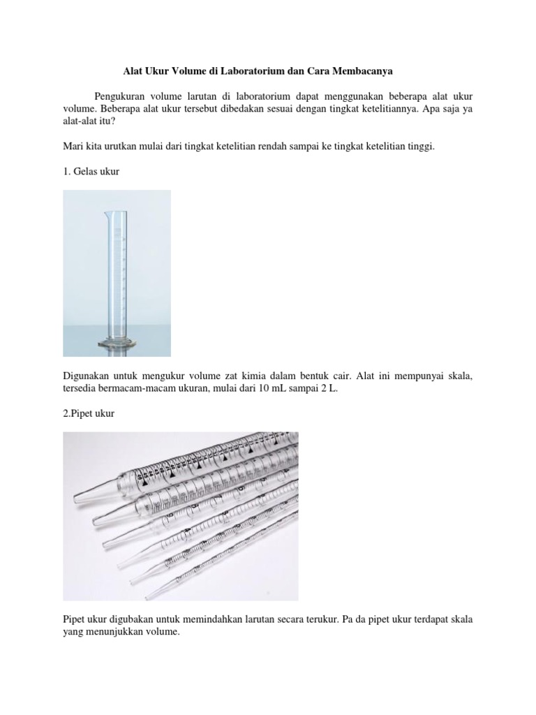Alat Ukur Volume Di Laboratorium Dan Cara Membacanya | PDF