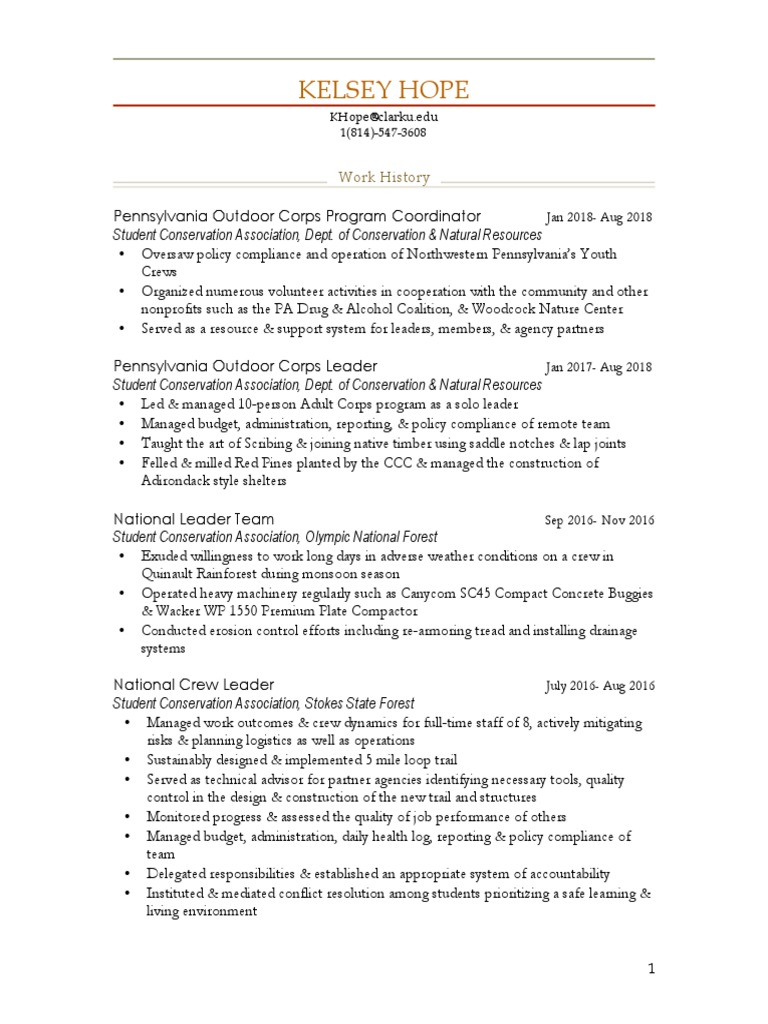 Resume - Kelsey Hope | PDF | Esri | National Park Service