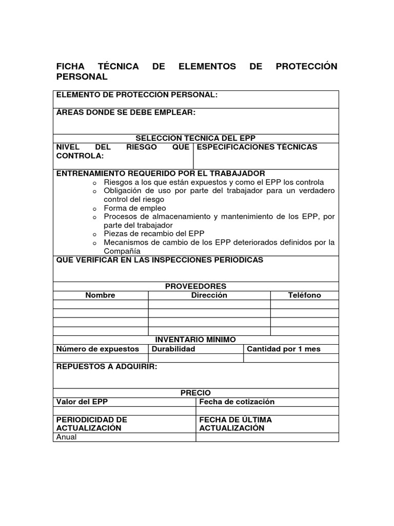 Anexo 8 Ficha Epp | PDF