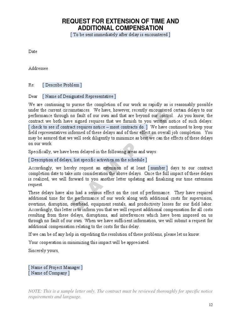 Delay Notice and Time Extension Request | PDF | Government | Business