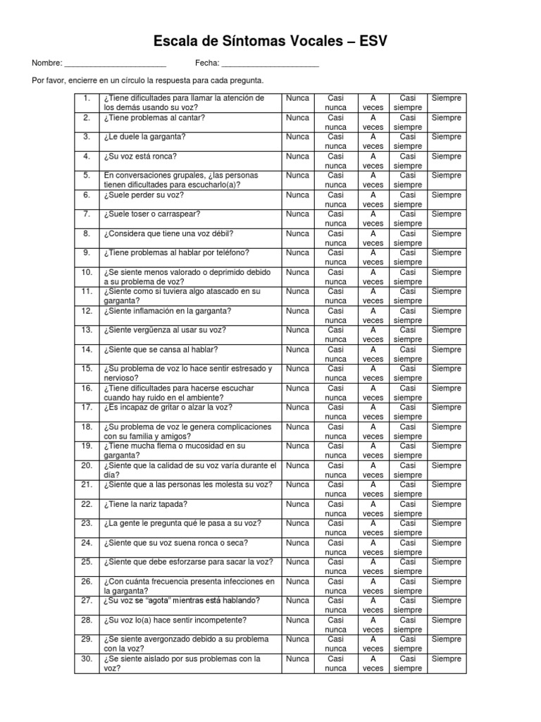 Valoración de Sintomas Vocales | PDF | Violencia | Ocio