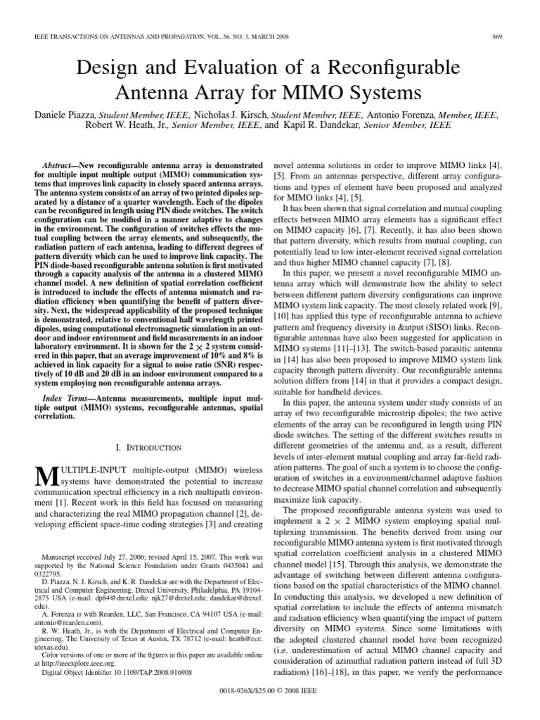 Reconfigure Antenna | PDF | Mimo | Antenna (Radio)
