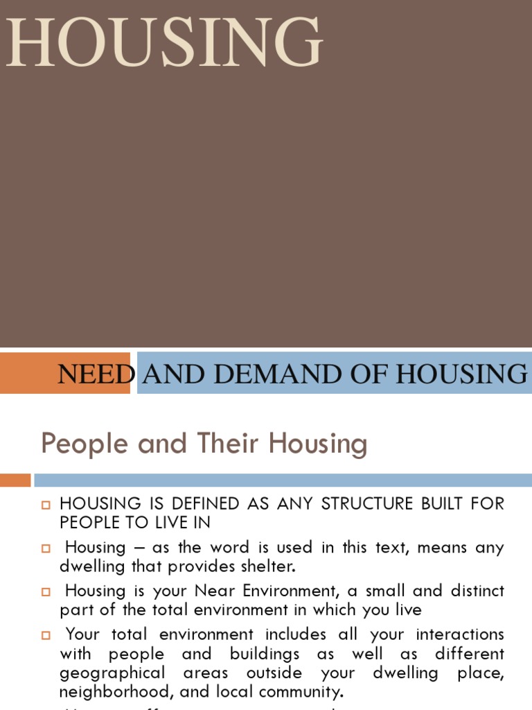 Housing: Need and Demand of Housing | PDF | Economies