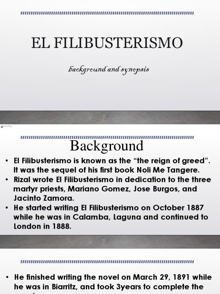 El Filibusterismo: Background and Synopsis | PDF | Novels Based On ...