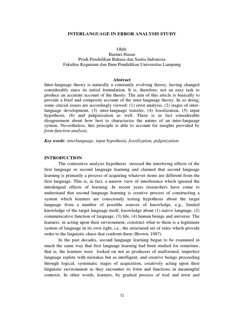 Error Analysis: Perspectives On Second Language Acquisition Applied ...