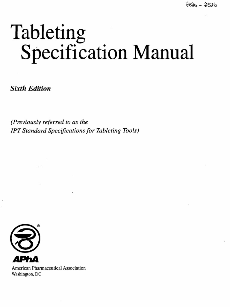 Tableting Specification Manual: Sixth Edition | PDF | Tablet (Pharmacy ...