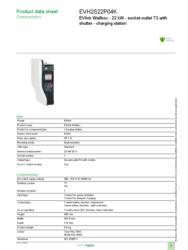 EVlink Wallbox - 22 KW - Socket-Outlet T2 With PDF | PDF | Electrical Engineering | Electronics