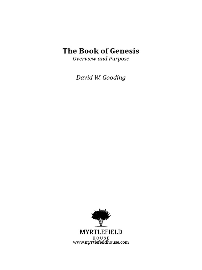 The Book of Genesis: David W. Gooding | PDF | Genesis Creation ...