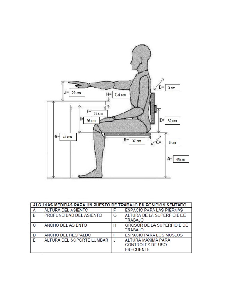 Medidas para Un Puesto de Trabajo en Posicion Sedente | PDF