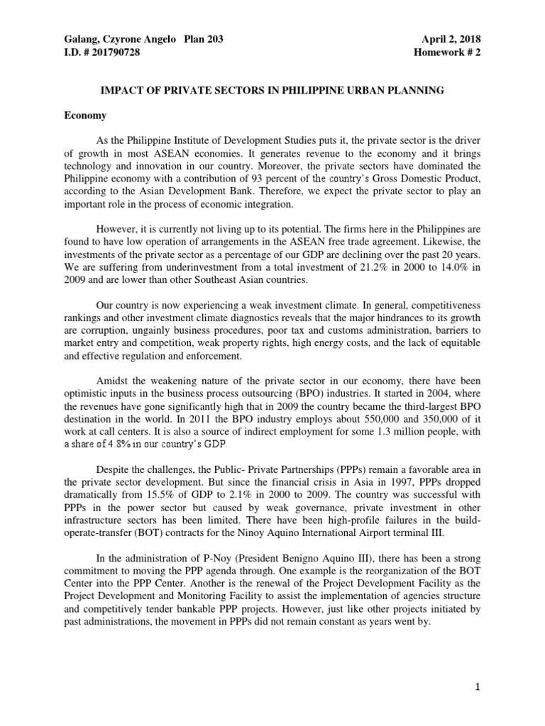 Impact of Private Sectors in Philippine Urban Planning | PDF | Public ...