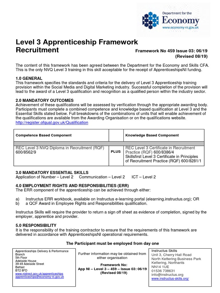 Recruitment Level 3 Framework PDF | PDF | Apprenticeship | Educational ...