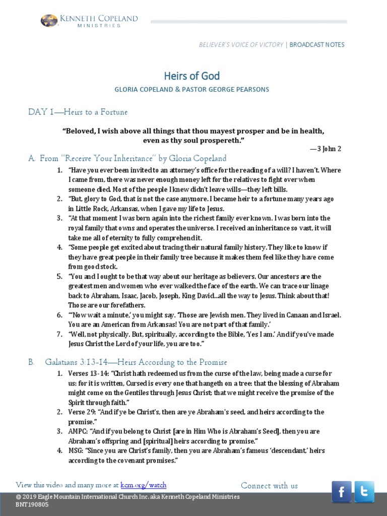 BNT190805 Broadcast Notes Gloria Copeland and George Pearsons-Trk ...