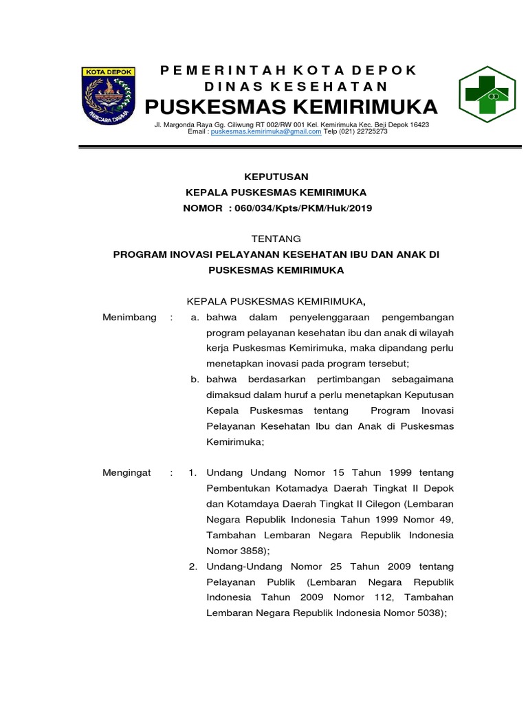 SK Program Inovasi Kesehatan Ibu&Anak | PDF | Bisnis | Pengembangan Diri