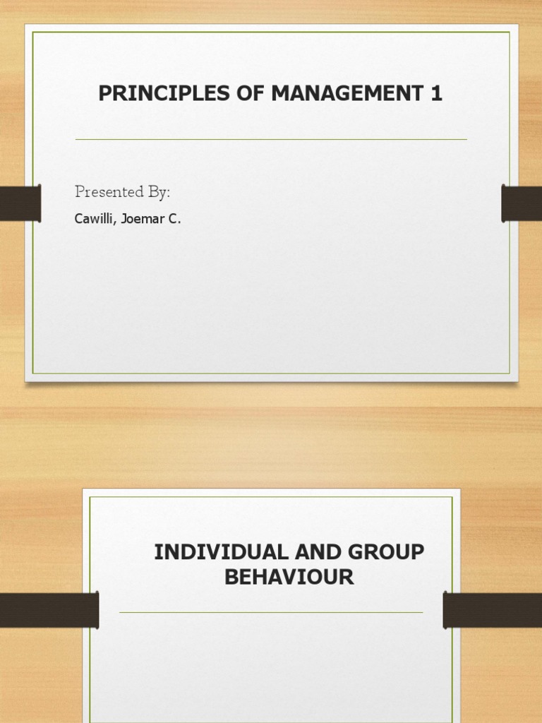 Principles of Management 1 | PDF