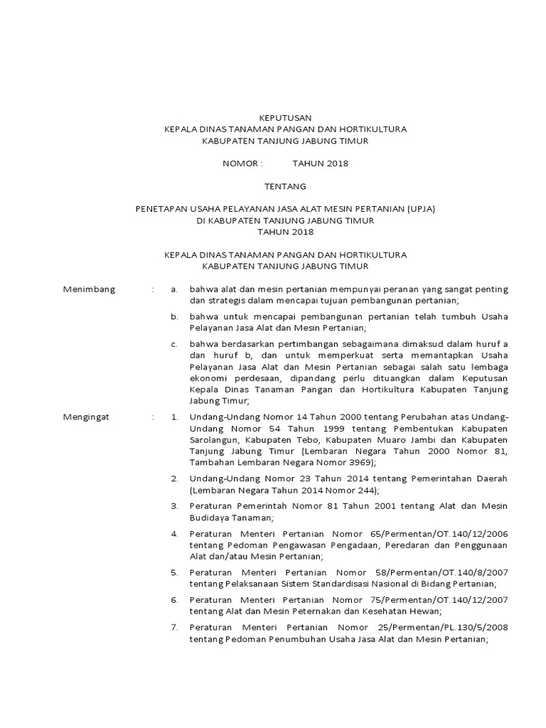 SK Penetapan Upja 2018 | PDF