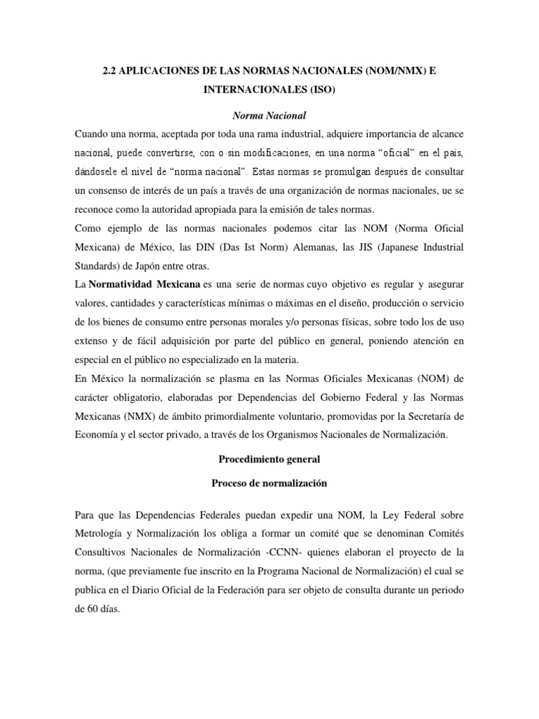 Aplicaciones de Las Normas Nacionales Nom-Nmx e Internacionales Iso | PDF | Organización ...