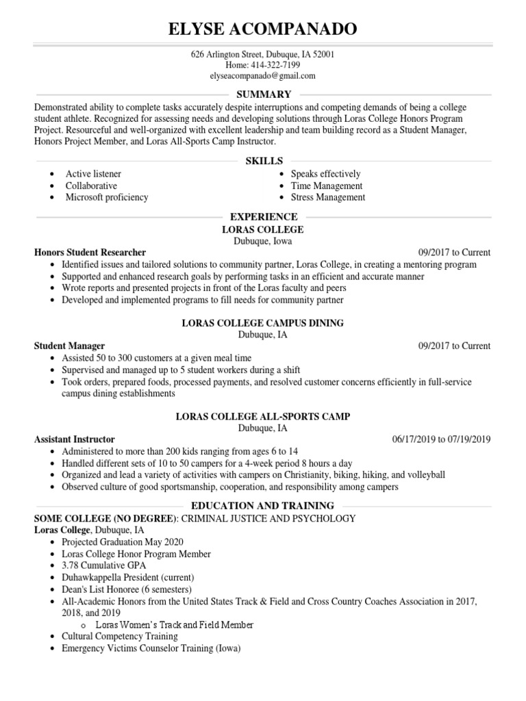 Acompanadoelyse Restorative Jusitce Internship Resume | PDF | Cognition | Behavior Modification