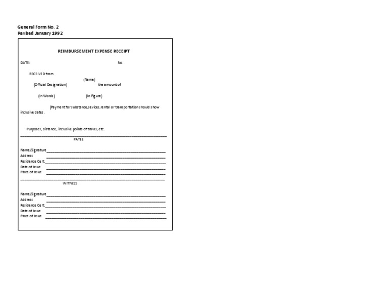 General Form No. 2: Expense Receipt | PDF