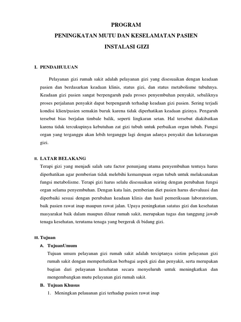 Program PMKP Unit Gizi | PDF