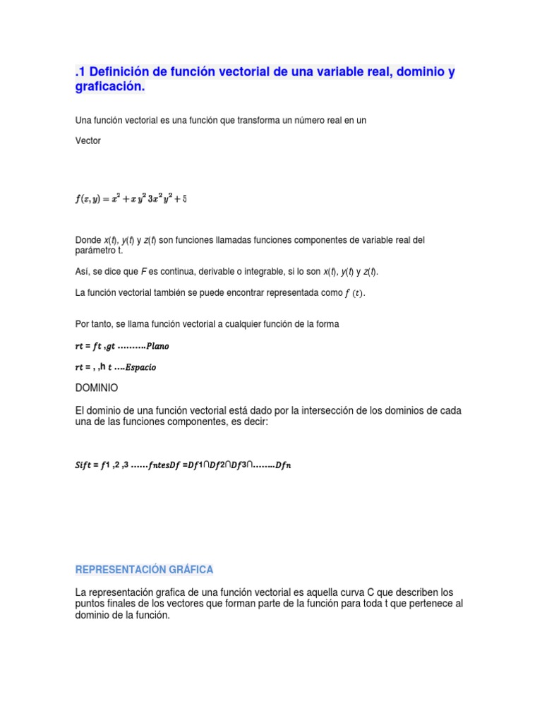 Funciones Vectoriales | PDF | Curva | Vector Euclidiano