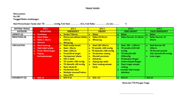 Draft Form Triase | PDF