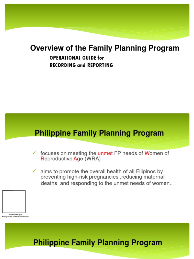 Overview of the Family Planning Program in the Philippines: Objectives, Guiding Principles ...