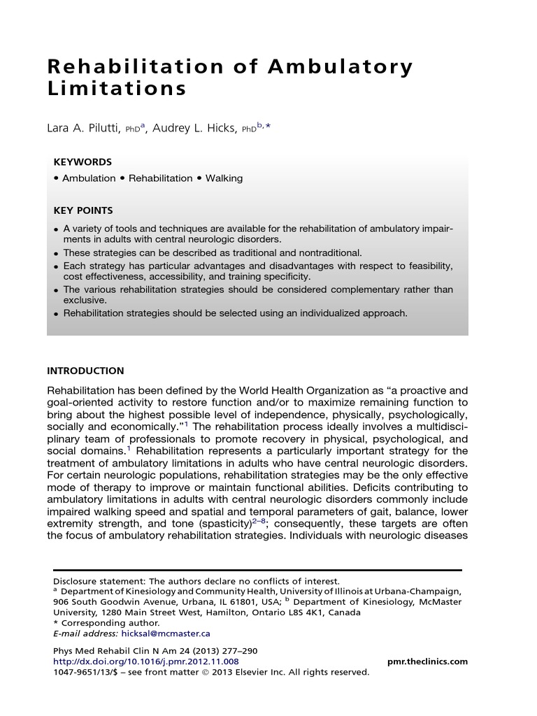 Rehabilitation Ambulation | PDF | Physical Therapy | Walking