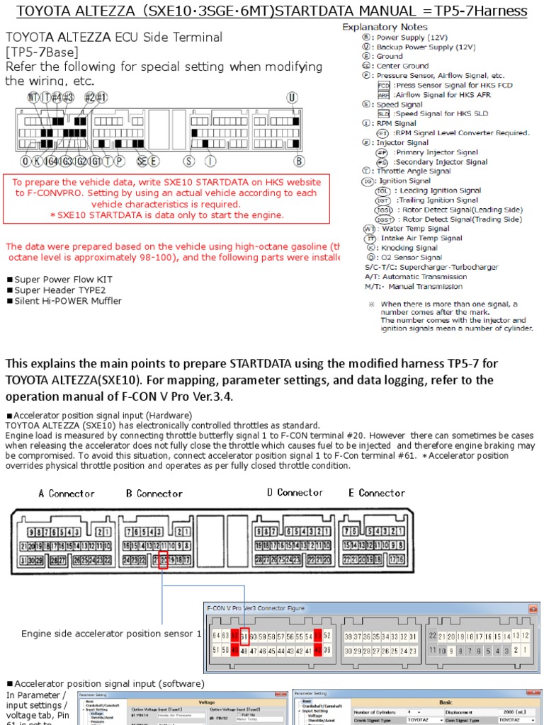 Toyota Altezza Ecu Side Terminal (TP5-7Base) Refer The Following For ...