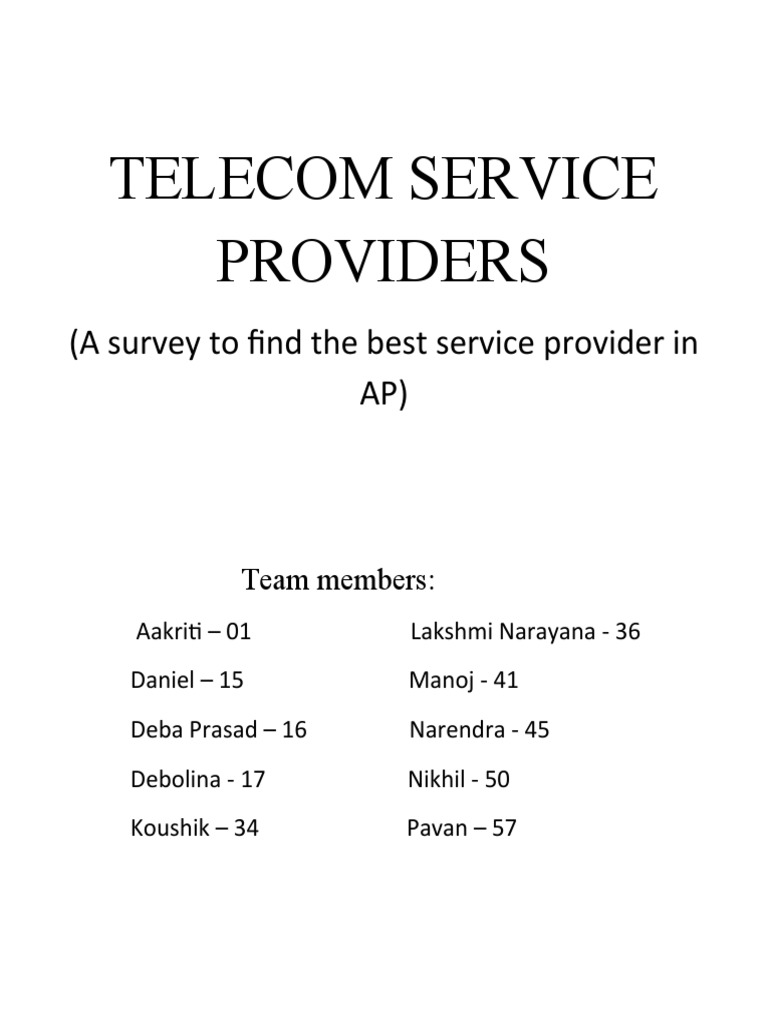 Telecom Service Providers: (A Survey To Find The Best Service Provider ...