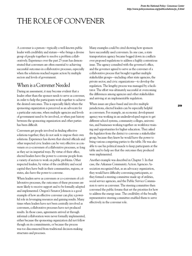 The Convener Role | PDF | Facilitator | Chairman
