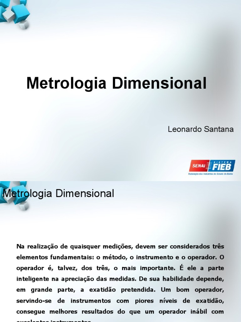 Metrologia Dimensional | PDF | Medição | Metrologia