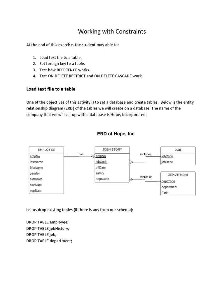 Working With Constraints Mysql Pdf Comma Separated Values Information Science
