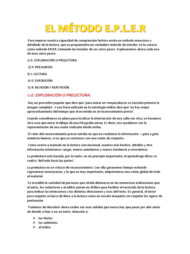 Metodo de Epler | PDF | Memoria | Cognición