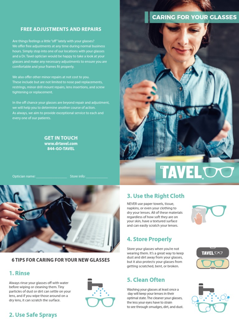 Caring for Your Glasses: Tips & Adjustments | PDF | Glasses | Lens (Optics)